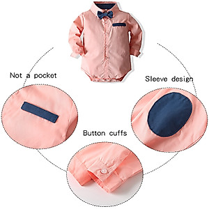 Kimocat Baby Boys Clothes Sets Long Sleeve and Pants Gentleman Outfit Suits (Pink, 3-6 Months)