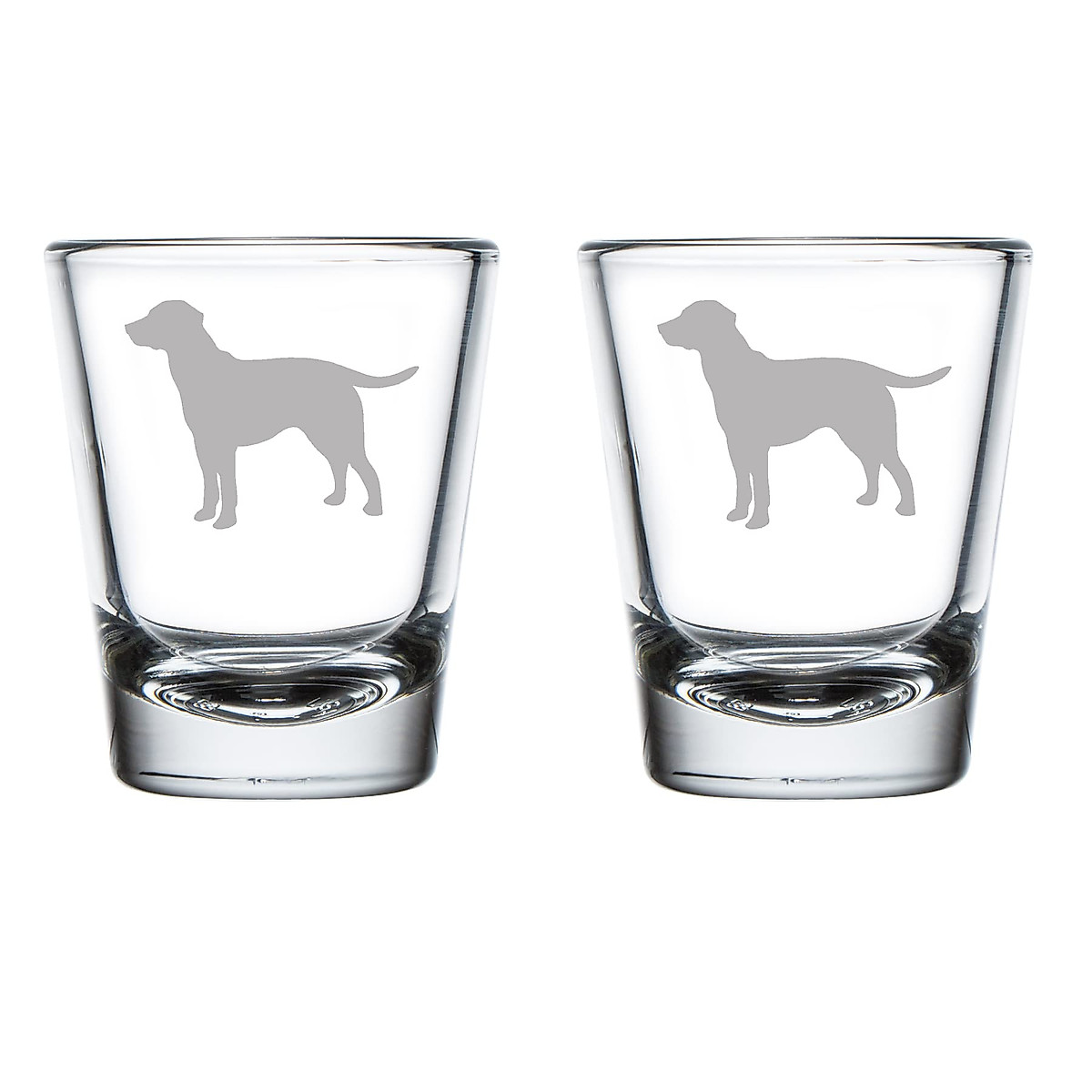 MIP Brand Set of 2 Shot Glasses 1.75oz Shot Glass Lab Labrador Retriever