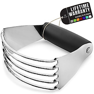 Zulay Kitchen Dough Blender - Stainless Steel Pastry Cutter, Heavy Duty Dough Cutter With Blades, Pastry Blender And Butter Cutter - Pastry Cutter For Baking (Black)