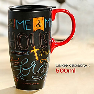 CEDAR HOME Coffee Ceramic Mug Porcelain Latte Tea Cup With Lid 17oz. Me & My House