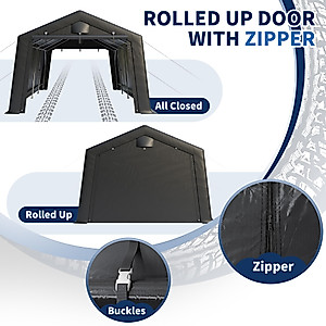 VONZOY 12'×20' Heavy Duty Carport,Car Canopy Portable Garage with Roll-up Zipper Door,Thick Shelter Storage Canopy Tent with All-Steel Metal Frame,Sunshade Waterproof for Motorcycle Car, Truck,SUV