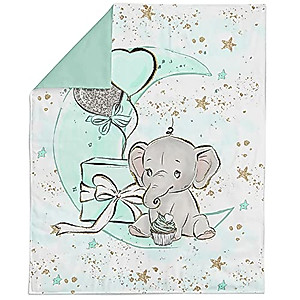 Elephant Fabric Panel, Quilting Panel, Baby Quilt Panel, Cotton Baby Panel, Blanket Panel, Bedding Panels, Mint
