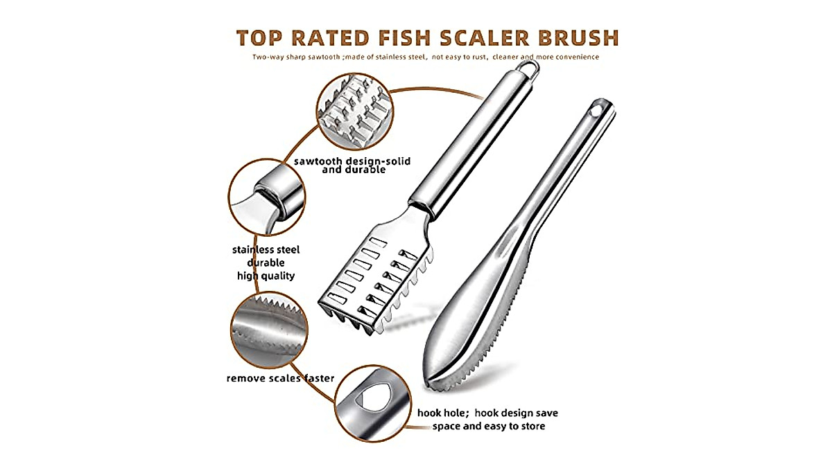 3Pieces Fish Scaler Remover Brush - Durable Stainless Steel Tool for ...