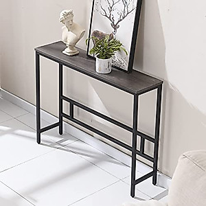 MAJARO Modern Industrial Sofa Console Table for Living Room, Office (Dark Grey, Single Layer)