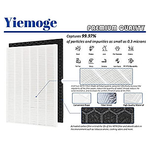 Yiemoge 116130 Replacement filter H: Compatible with winix 5500-2 Air Purifier - 2pack TURE HPEA filters + 2pack Activated Carbon Filters