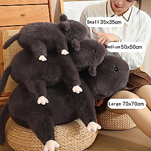 BIUBIULOVE Large Rat Plush Pillow, Rat Stuffed Animal Plushie Toy for Kids Girls Boys, Birthday Gifts Room Decorations (Black)