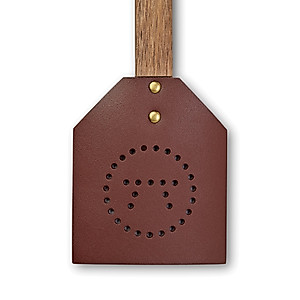 Outset 76616 Acacia Wood and Leather Amish-Style Fly Swatter, 17.5", Brown