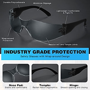WFEANG Clear Safety Glasses 8 Pair Protective Eyewear for Men Women, ANSI Z87.1 Scratch & Impact Resistant Eye Protection for Work, Lab, Construction (Clear-8pack)