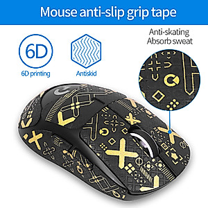 JHK Mouse Grip Tape Mouse Grip for L ogitech GPro Wireless GPW 2.0 Gaming Mouse Skins, Sweat Absorption, Non-Slip, Easy to Tear Without Leaving Adhesive (All, Black/Yellow)