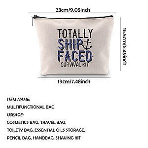 WCGXKO Cruise Trip Gift Cruise Bachelorette Party Favor Totally Ship Faced Zipper Makeup Bags Travel Toiletry Bag Accessories (Totally Ship Faced)