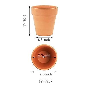 Yishang 2.5 inch Terracotta Pots with Drainage Holes,Small Mini Clay Ceramic Pottery Planter,Cactus Flower Terra Cotta Pots,Succulents Nursery Pots for Indoor/Outdoor Plants,Crafts,Wedding-12 Pack