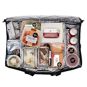 cherrboll Insulated Food Delivery Bag, Commercial Grade Food Warmer with Detachable Dividers & Shoulder Strap, Thick Thermal Carrier for Restaurant Catering Transport