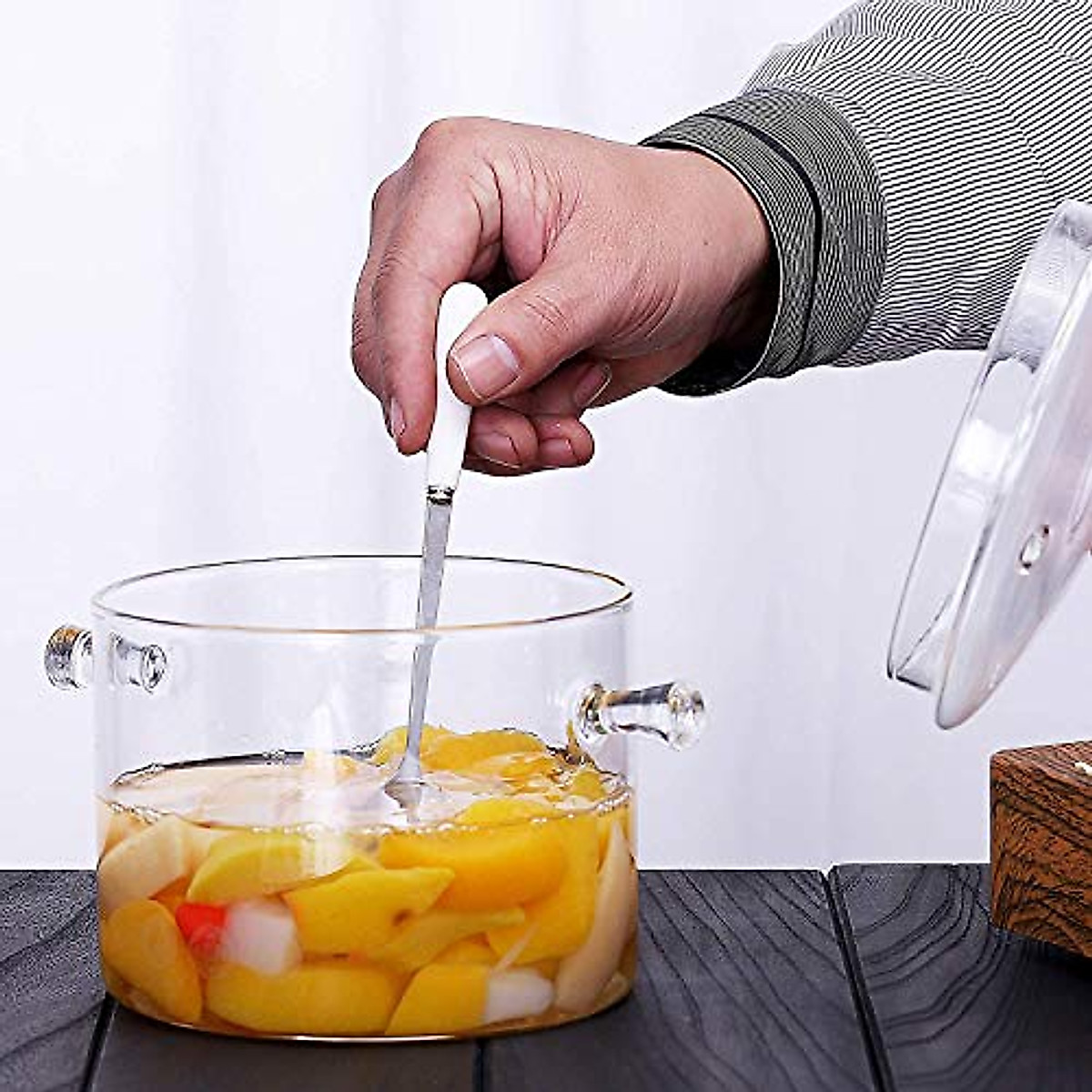 Glass Saucepan with Cover,1.5L/50 OZ Heat-resistant Glass Stovetop Pot and Pan with Lid, The Best Handmade Glass Cookware Set Cooktop Safe for Pasta Noodle, Soup, Milk, Baby Food