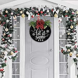 Let It Snow Sign - Welcome Christmas Decor Hanging Sign for Front Door, Living Room, Farmhouse Porch & Outdoor - 12 inches