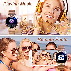 INEYES Smart Watches for Women with Diamonds (Answer/Make Call), 1.32" HD Smartwatch with AI Voice for iPhone Samsung Android Phones, Fitness Tracker with Heart Rate Sleep Ovulation Period Monitor