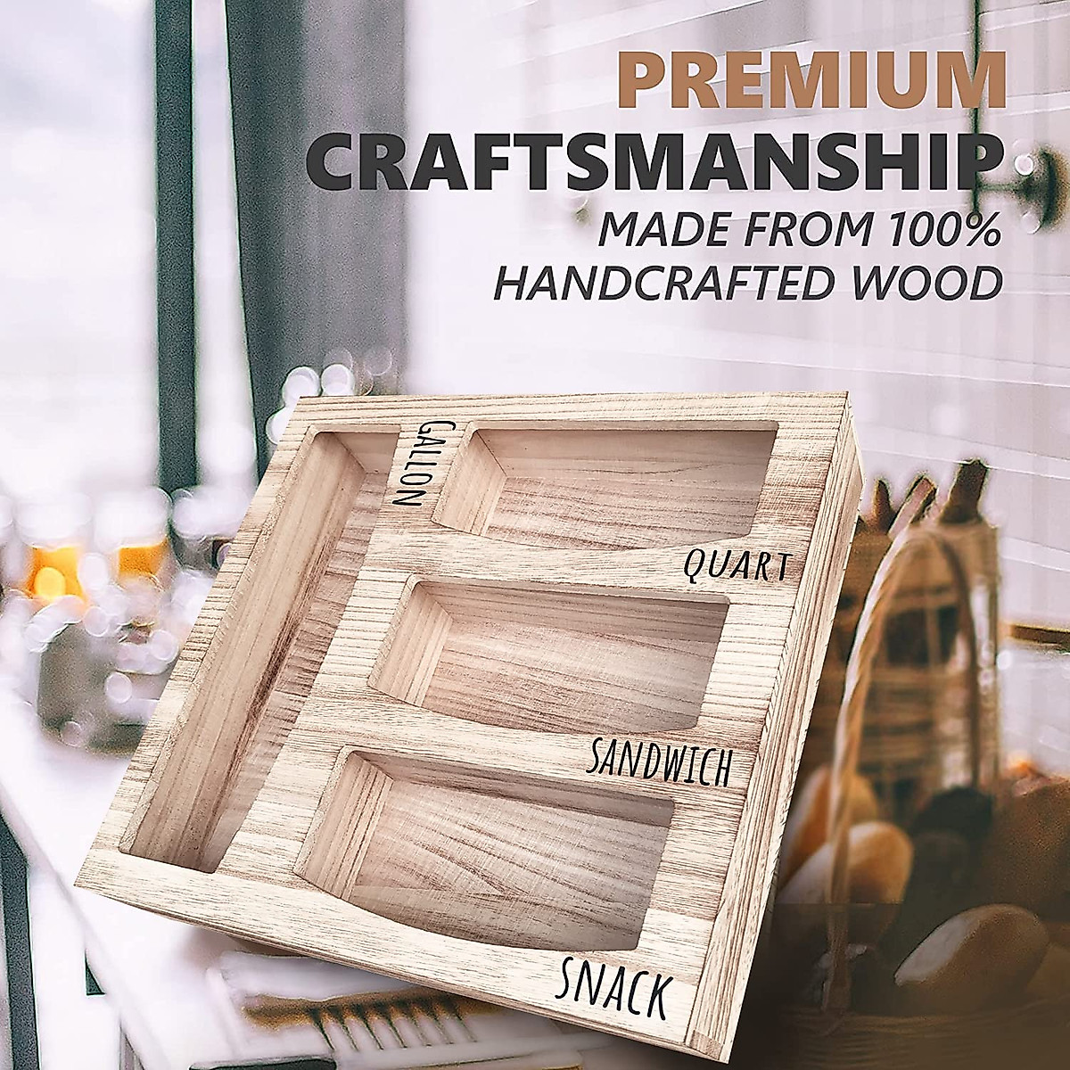 Party Funny Ziplock Bag Storage Organizer and Dispenser for Kitchen Drawer, Suitable for Gallon, Quart, Sandwich & Snack Variety Size Bag (1 Box 4 Slots)