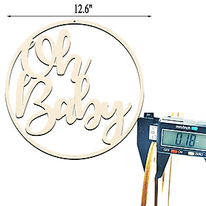 12.6in Oh Baby Sign for 1st Birthday Backdrop Wood Baby Shower Sign for Gender Reveal Backdrop,Oh Baby Wooden Sign for Gender Reveal Backdrop Decorations Wall Photo Props,Baby Announcements