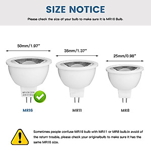 Gardencoin 5W GU5.3 MR16 LED Bulbs, 2700K Soft White, Dimmable, IP65 Waterproof Low Voltage 9-17V AC/DC Bi-Pin Base, 38° Beam Angle for Landscape, Recessed, Track Lighting, 6 Pack