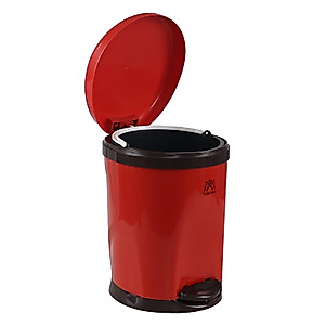 Julyeen Plastic Round Kitchen Step Trash Can, 1.8 Gallons Garbage Bin with Soft Close Lid and Removable Bucket, Red