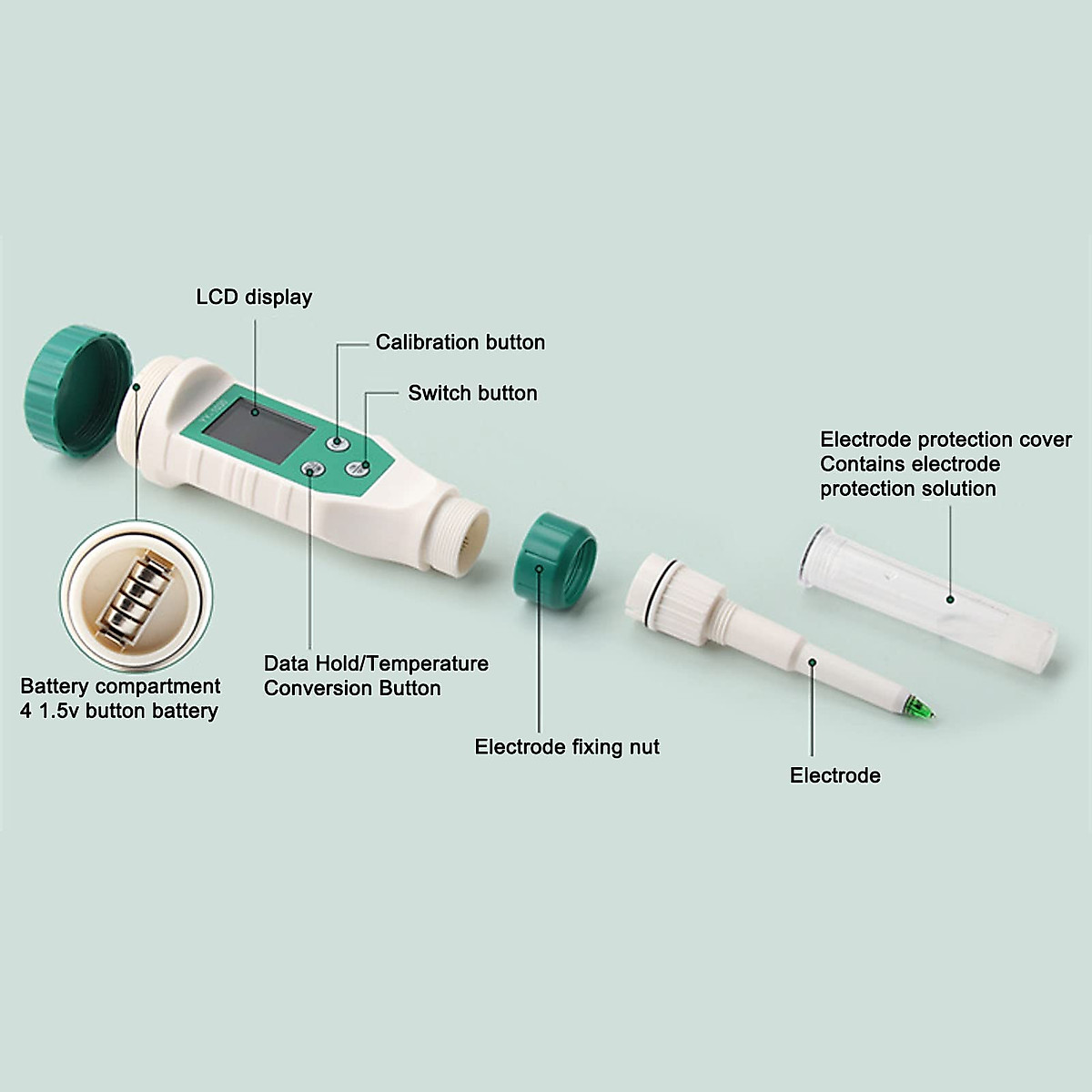 Hztyyier Digital PH Meter Portable Measuring Testing PH Meters PH Tester for Water High Accuracy Pocket Size Water Testing Meter Thermo-Hygrometer