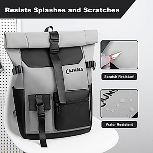 Cajmols School Backpack Waterproof Bookbag College High School Bag For Boys Girls Lightweight Casual Daypack Laptop Backpacks (C- Gray)