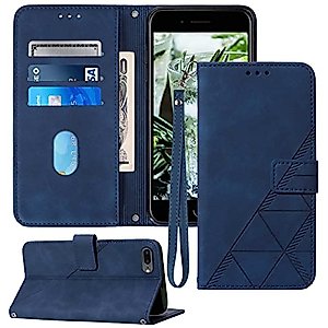 Moment Dextrad for iPhone 8 Plus Case Wallet,iPhone 7 Plus Case,6/6S Plus Case,[Kickstand][Wrist Strap][Card Holder Slots] PU Leather Protective Folio Flip Cover (Blue)