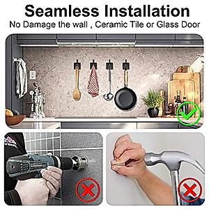 ARIOSOX 4-Packs Heavy Duty Adhesive Hooks, Waterproof Stainless Steel Bathroom Hooks for Towels, Shower Cap and Towel Robe, Closet Hook Wall Mount for Home, Kitchen, RV,Bathroom,Office (Black)