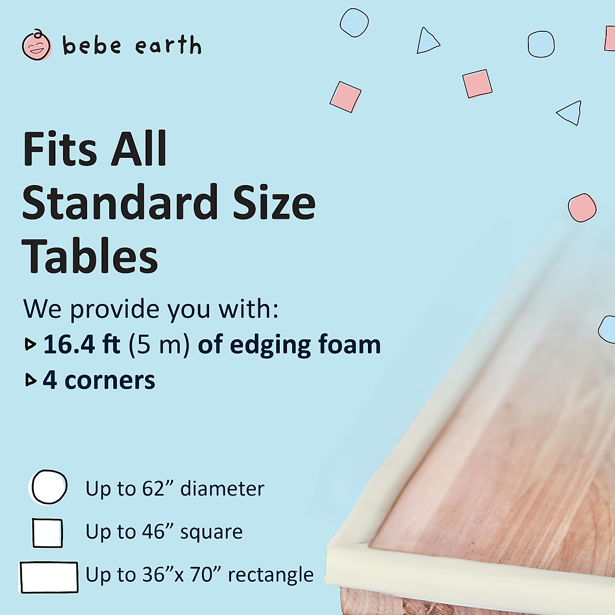 Bébé Earth Baby Proofing Edge and Corner Guard Protector Set for Back to School, 16 Feet Edges & 4 Foam Corners, Furniture and Table Child Baby Proof Bumpers, Pre-Taped Corner Cushions - Coffee Brown