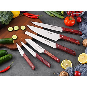 Chef Knives Set, 6-Piece Kitchen Knife Set, Sharp Professional Cooking Knives with High-Carbon-Stainless-Steel Blades