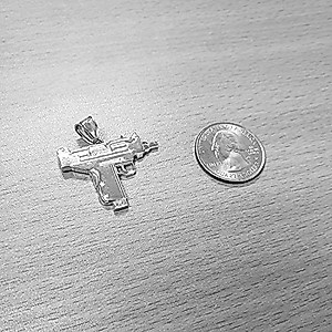 LA BLINGZ Sterling Silver Submachine Gun Pendant