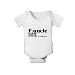 TOOLOUD Funcle - Fun Uncle Baby Romper Bodysuit - White - 6 Months