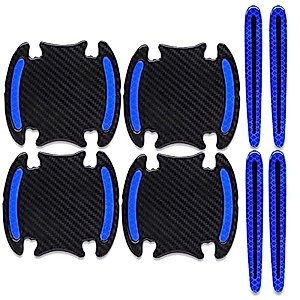 Ruibapa 8PCS Car Door Handle Universal Carbon Fiber Texture Scratch Prevention Protective Film (Blue)
