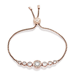 Michael Kors Stainless Steel and Cubic Zirconia Chain Bracelet for Women, Color: Rose Gold (Model: MKJ5336791)