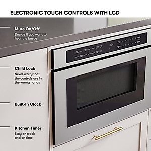 Zephyr 24 inch Built In Drawer Microwave Oven Under Cabinet - Under Counter Pull Out Microwave Drawer 1.2 cu ft