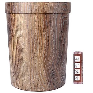 Veemoon for with Trash Room Kitchen Kitchenware Storage Bathroom Decorative College Living Wastebasket Wooden Gare Pattern Farmhouse Pail Cans Bamboo Waste Wood Plastic L Bag Dorm Garbage