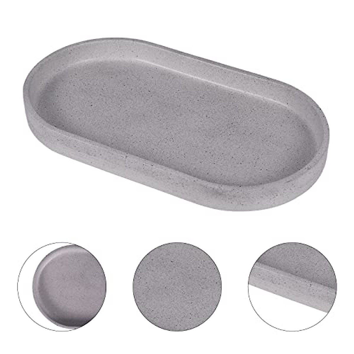 Bathroom Vanity Tray Toilet Tank Oval Storage Tray Resin Handmade Bathtub Kitchen Dresser Countertop Organizer(Gray)