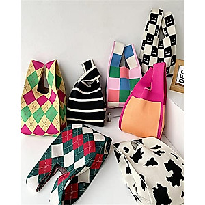 Colour Print Shoulder Bag for Women Girls,Fashion Tote Bag Small Hobo Handbag Purse Clucth Light Knit Top Handle Bag