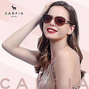 CARFIA Polarized Sunglasses for Women UV Protection Ultra-Lightweight Comfort Metal Frame Driving Glasses CA3210