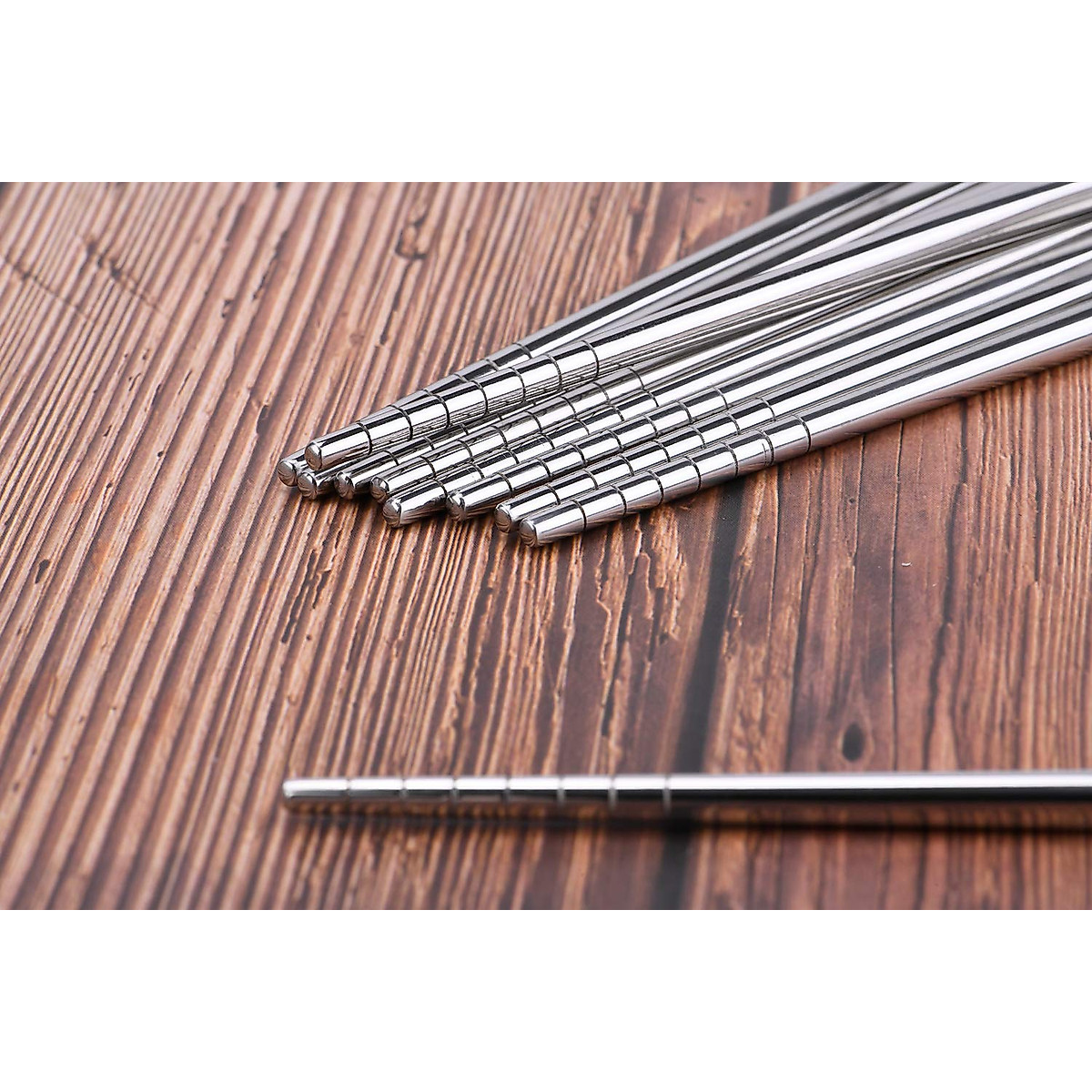 5 Pairs Silver Stainless Steel Chopsticks Reusable Lightweight Metal Chopsticks Dishwasher Safe