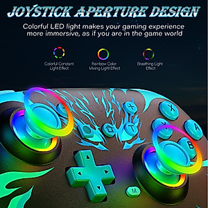 Reddening Controller for Nintendo Switch, Wireless Switch Controllers with LED Joystick/Motion Control/Vibration/Turbo, Switch Pro Controller for Nintendo Switch/Lite/OLED (Blue)