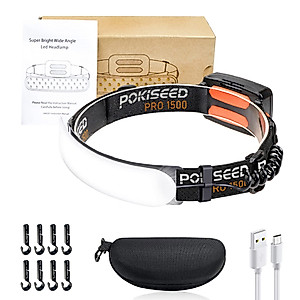 1500 Lumens Rechargeable LED Headlamp with 230° Beam, 3 Modes, IPX6 Waterproof - For Camping, Running, Fishing, Hard Hat Work