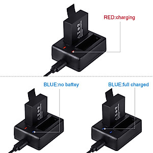 CAMWORLD Action Camera Battery, 2 x 1050 Rechargeable Sport Camera Batteries Dual Charger Compatible with Action Camera ACT74A/X20C/X35