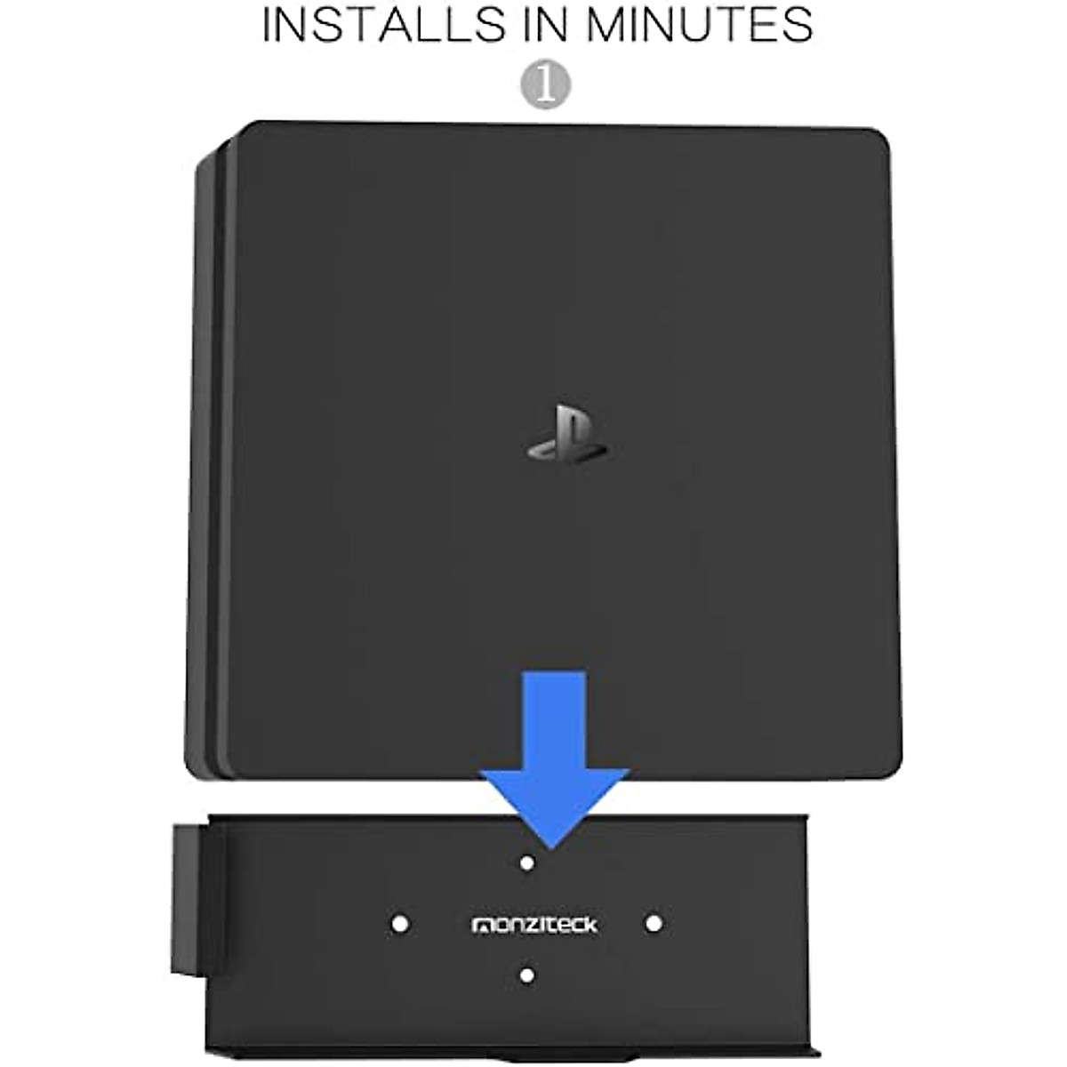 Monzlteck New Wall Mount for PS-4 Slim, Near or Behind TV, Space Saving,Customized to Perfectly Fit PlayStation4 Slim,Easy to Install