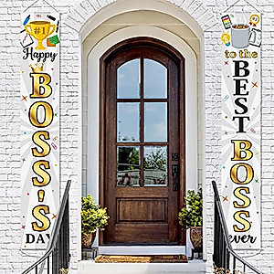 CiyvoLyeen Boss's Day Banner Happy Boss's Day Porch Signs Home Front Door Hanging Decor Boss Party Supplies Boss Day Party Decor