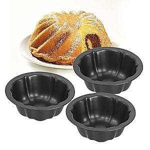 ZENFUN 10 Pcs Mini Fluted Tube Pan Mini Cake Pans, 4 Inch Carbon Steel Mini Flan Molds Pan, Nonstick Cake Pan Reusable Mini Tube Oven Baking Mold for Cupcake, Bread, Bavarois, Brownie