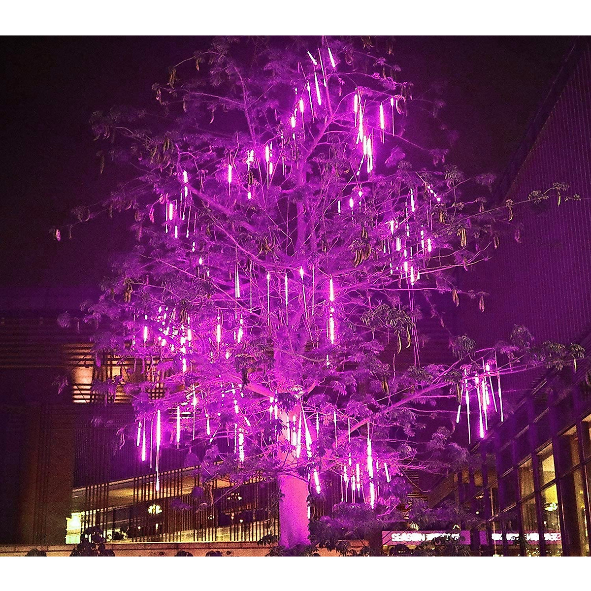 Roytong Waterproof Cascading LED Meteor Shower Rain Lights, 12 Inch 10 Tube 360 LED Outdoor for Holiday Party Wedding Christmas Tree Party Tree Decoration (Purple, 20Inch 10Tube 540LED)