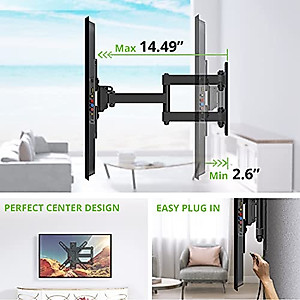 USX MOUNT Full Motion TV Monitor Wall Mount for Most 13-42 inch Flat Curved Screen TVs & Monitors Up to 55lbs, Single Stud TV Mount Bracket Articulating Arms Swivel Tilt Extension, Max VESA 200x200mm