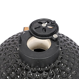 Vasitelan 13 inch Portable Ceramics Charcoal Grill,Kamado BBQ Charcoal Grill (Style 2-Black)