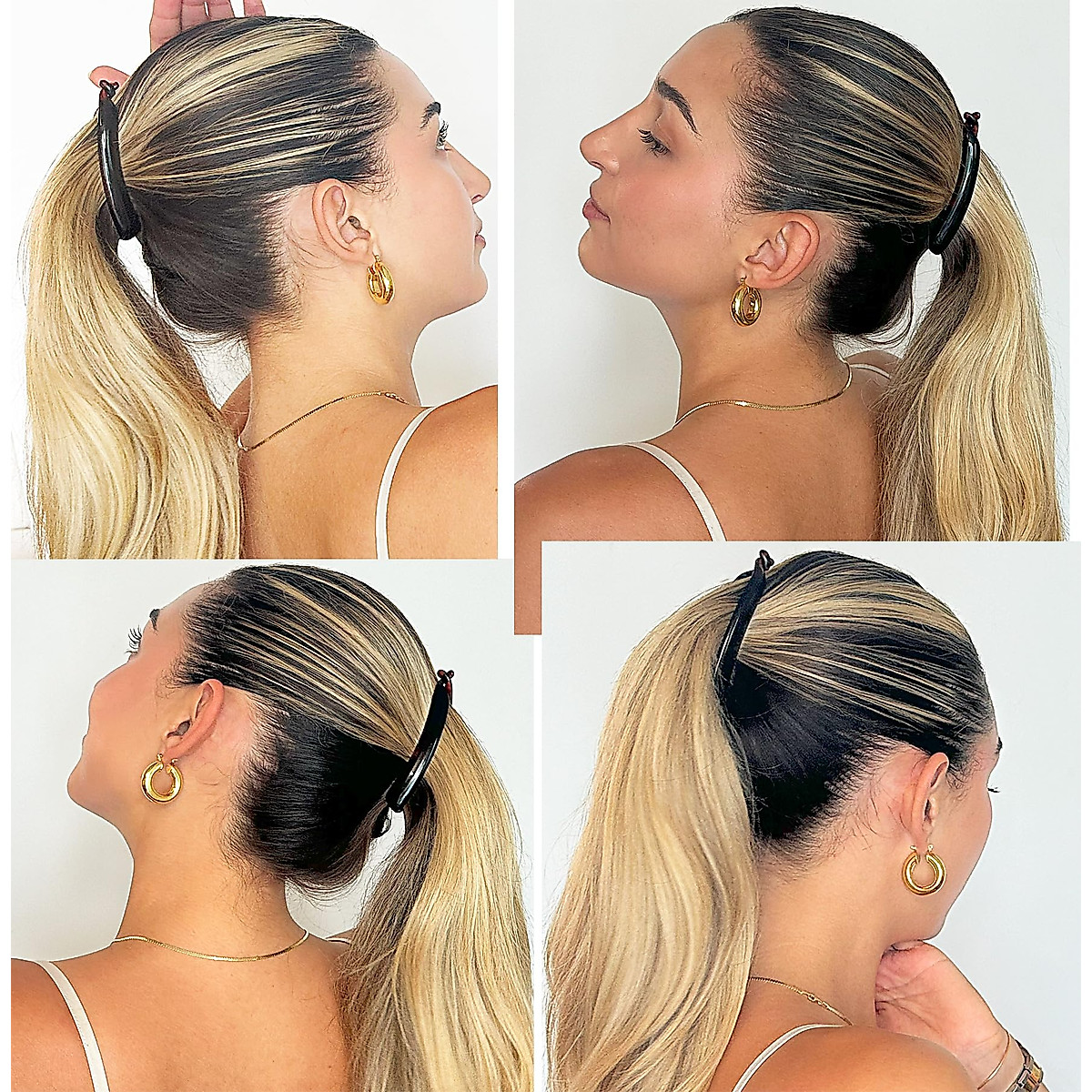 Camila Paris NV133 French Hair Banana Clincher Clip, Classic Girls Updo Flexible Ponytail Holder, Non Slip Interlocking Banana Comb, Fashion Durable Styling Hair Accessories for Women, Made in France