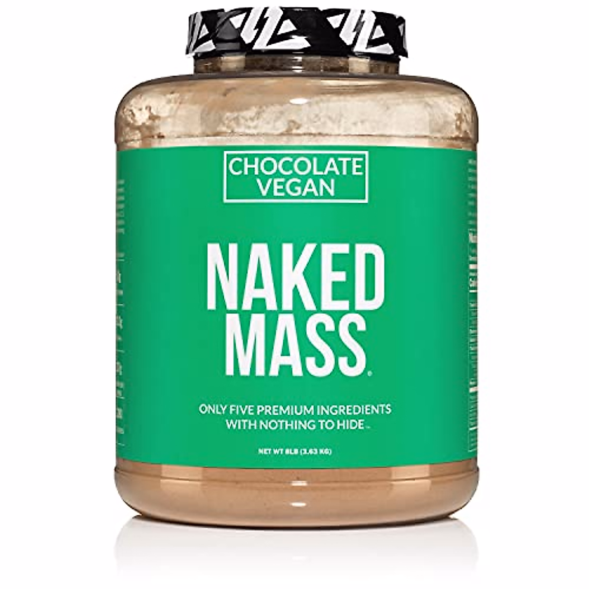 Naked Mass - Chocolate Vegan Weight Gainer - 8lb Bulk, GMO Free, Gluten Free, Soy Free & Dairy Free. No Artificial Ingredients – 1,280 Calories – 11 Servings
